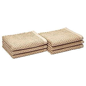 Amazon Basics Odor Resistant Textured Hand Towel, 16 x 26 Inches - 6-Pack, Beige