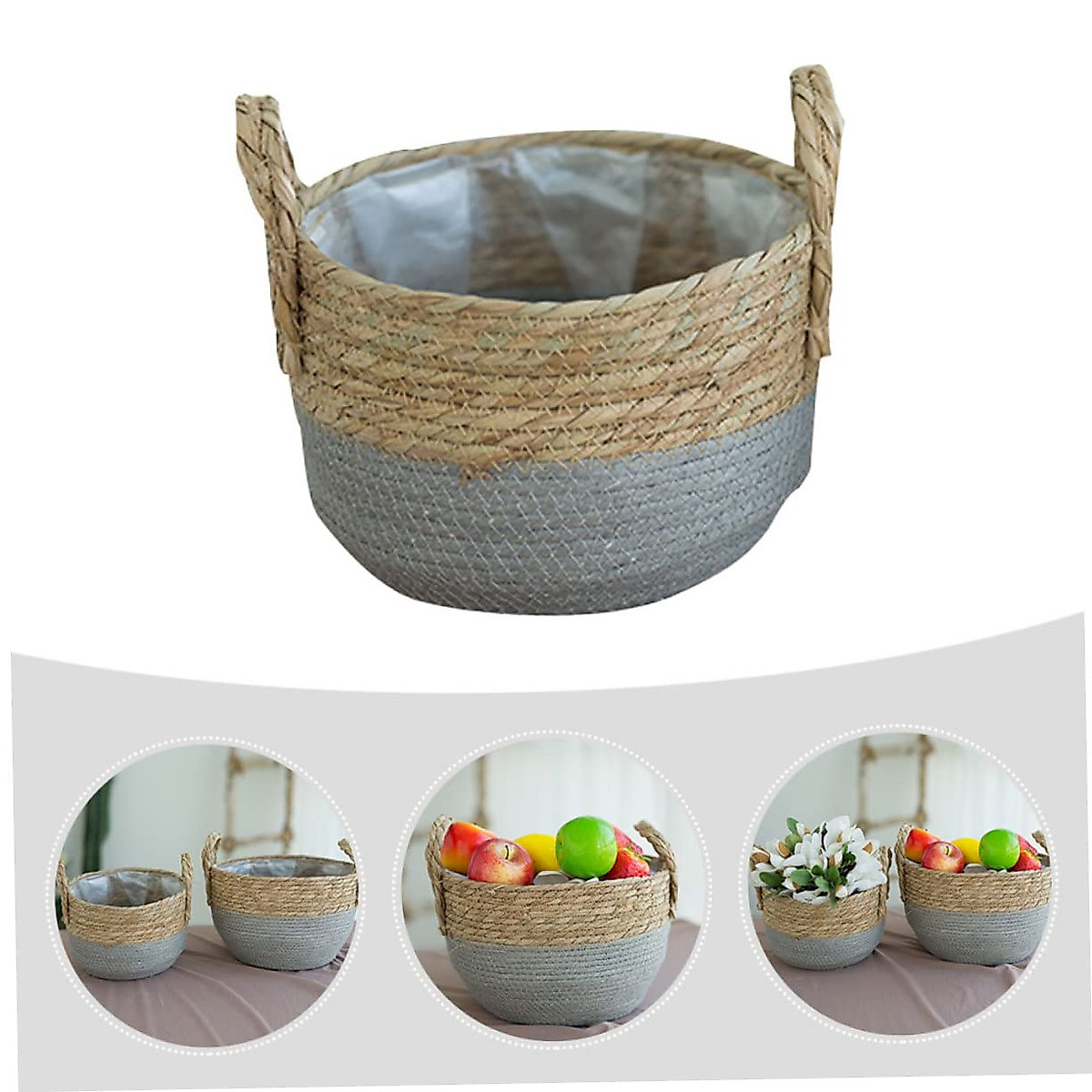 TOYANDONA 2pcs Straw Storage Basket Woven Plant Pot Blanket Basket Rattan Planter Planter Seagrass Plant Basket Round Key Bowl Straw Plant Basket Baskets Snack Child Storage Rack