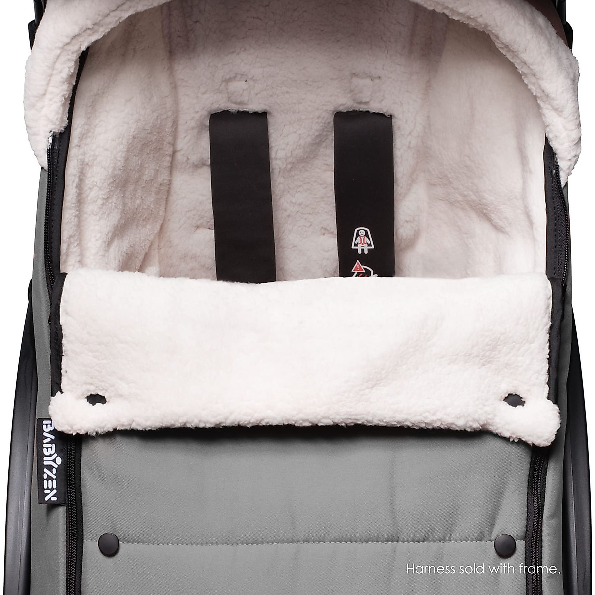 BABYZEN YOYO Footmuff, Grey - Sherpa Lining & Fleece Hood with Drawstring to Keep Baby Warm - Includes Carrying Bag - Machine Washable