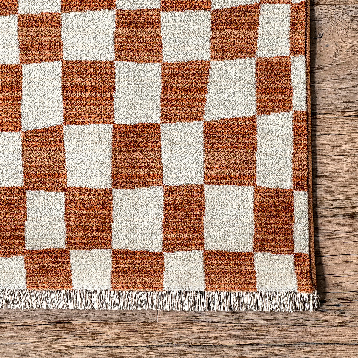 nuLOOM Fringed Performance Indoor Area Rug, Power Loomed, Easy Clean, Durable, Non-Shed, 4' x 6', Dominique Orange