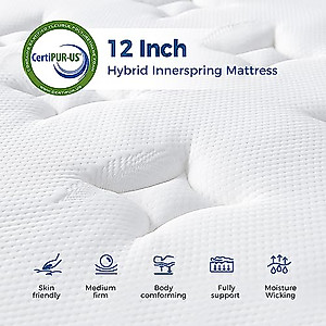 InofiaSeren Full Mattress, Individual Pocket Spring Hybrid Full Size Bed with Gel Memory Foam, Breathable Full Mattress in a Box, Medium Firm Support, 75''*54''*12''