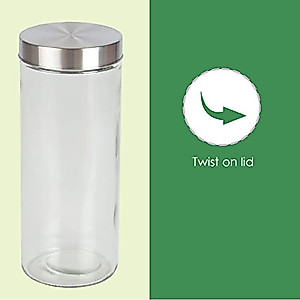 Home Basics Tall Glass Canister with Lid (Clear) | Glass Food Storage Canister for Dry Pasta, Flour, Trail Mix, and Candy | Kitchen Glass Containers