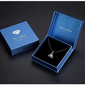 TUGHRA Witches Knot Necklace for Men Women Sterling Silver Moonstone Pendant Necklaces Oxidized Irish Jewelry Gift for friends Birthday Anniversary Valentine Days