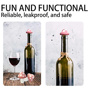 Pink Mushroom Wine Stoppers Mushroom-Shaped Bottle Plug Wine Bottle Stoppers Wine Accessories Kitchen Gadgets Kitchen Gift Set Creative Gifts Halloween Mushroom Decoration -2pcs Bottle Stoppers