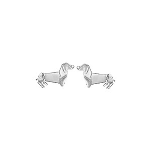 Boma Jewelry Sterling Silver Origami Dachshund Wiener Dog Stud Earrings