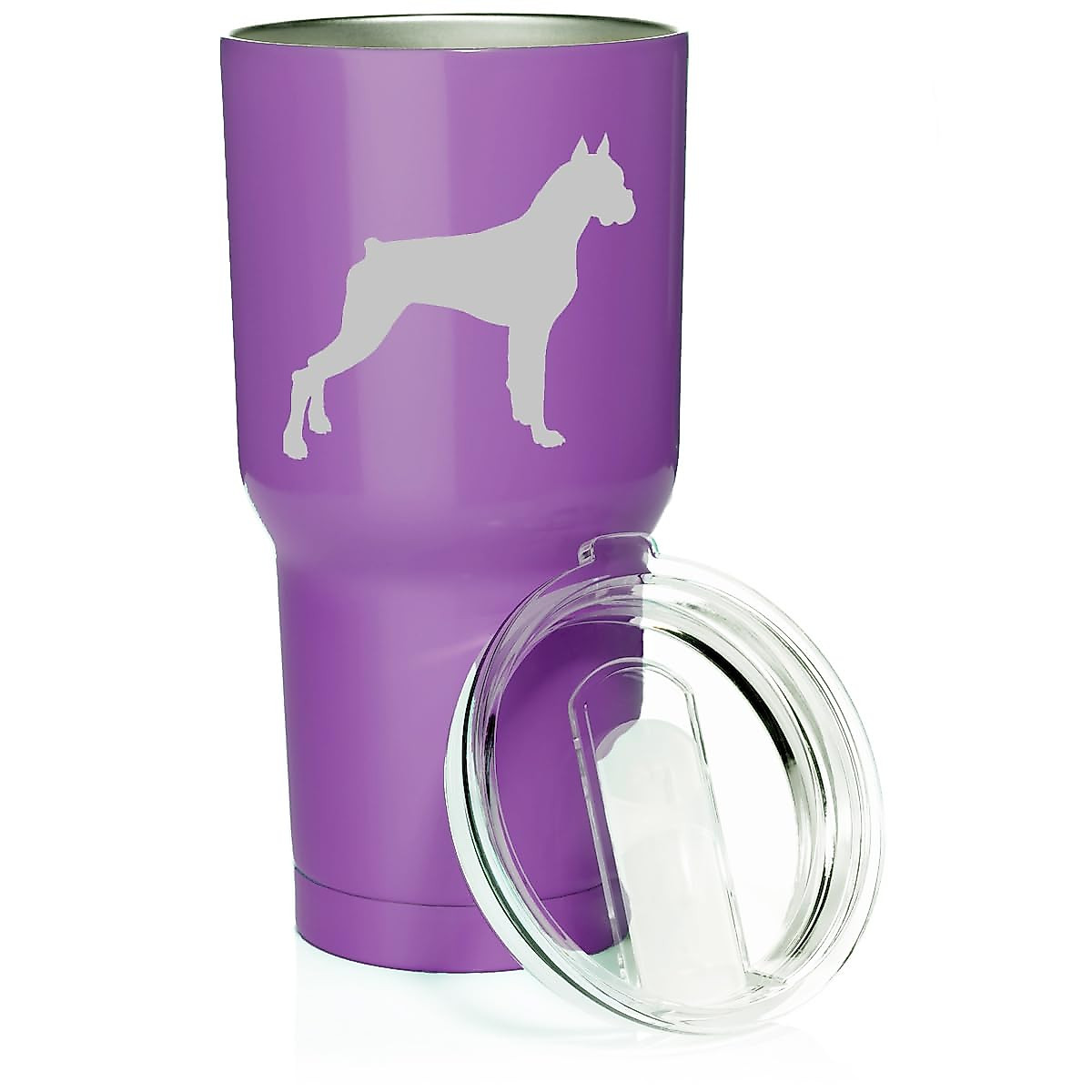 Smooth Body Tumbler Stainless Steel Vacuum Insulated Travel Mug Cup Gift Boxer Dog (30 oz, Purple)