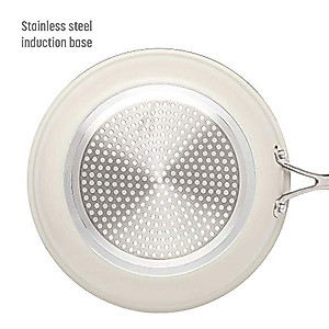 Goodful Ceramic Nonstick Cooking Set, Titanium-Reinforced Premium Non-Stick Coating, Dishwasher Safe Pots and Pans, Tempered Glass Steam Vented Lids, Stainless Steel Handles, 12-Piece, Cream