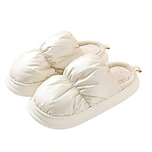 SRINBNIG Womens Winter Warm Cozy House Fur Slippers Slip On Bedroom Shoes Memory Foam Lamb Indoor Ourdoor Non Skid Rubber Whit 38/39