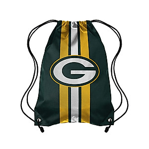 FOCO Forever Collectibles NFL Green Bay Packers Team Stripe Drawstring Backpack BagTeam Stripe Drawstring Backpack Bag, Black, 19" x 14"