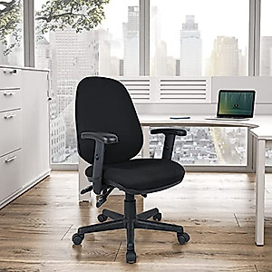 Office Chair Mid Back Swivel Home Office Desk Ergonomic Computer Task Chair with Adjustable Armrests and Lumbar Support, Breathable Rocking Swivel Chair Black