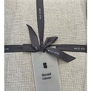 West Elm European Flax Linen Mini Waffle Duvet Cover King & Two Euro Shams ~Natural Flax~