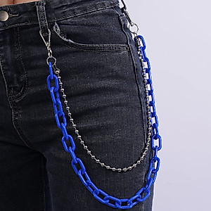 YERTTER Cute Color Acrylic Layered Jeans Pants Chains Hip Hop Trousers Chain Colorful Acrylic Gothic Rock Jean Pant Chain Waist Link Chain for Women Men Egirls (Blue)