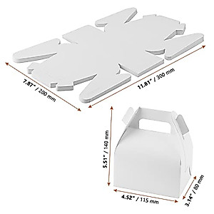 LEXININ 100 Pack White Favor Treat Boxes, 4.5 x 3 x 5.5 Inch Gable Paper Gift Boxes, Gable Treat Goodie Boxes for Birthday Weddings Party Decoration Supplies