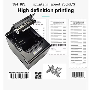 80mm Receipt Thermal Printer Auto Cutting Paper Bluetooth Wireless 3 inch Bill QR Code Barcode USB Bluetooth iOS Android (USB+Bluetooth Port)