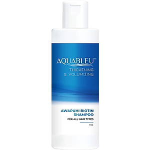 Aquableu Biotin Shampoo – Natural Thickening & Volumizing For Thicker Hair - Infused with coconut oil, keratin, Argan & Jojoba oil - Awapuhi fragrance 8oz