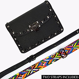 MERSI Ruby Crossbody Purse - Faux Leather Purse With Studded Detail & 2 Adjustable Shoulder Straps - Vegan Leather Crossbody Bags For Women - (6”H x 8.5”L x 2.5”D, Black)