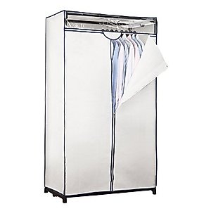 Simplify, Organizer, for Clothes and Accessories, Heavy Duty, Hanging Rod, Easy to Assemble in White 36" Wide Portable Closet