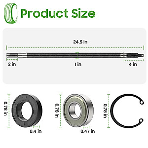 10L0L Golf Cart Driver Side Rear Spline Axle Shaft Fits EZGO RXV Electric 2008 UP, 24.5" Long,Replaces OEM 620337, 614208