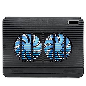 Laptop Cooling Pad for 11-15 Inch Notebook, Mspine Laptop Cooler Ergonomic USB Powered Laptop Stand with Dual USB 2.0 Ports, Height-Adjustable Notebook Cooler (2 Fans - Black)