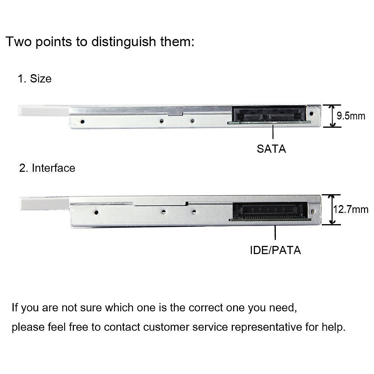 SATA Hard Drive Caddy, Universal 9.5 mm SATA to SATA 2nd SSD HDD Hard Drive Caddy Adapter Tray Enclosures for DELL HP Lenovo ThinkPad ACER Gateway ASUS Sony Samsung MSI Laptop