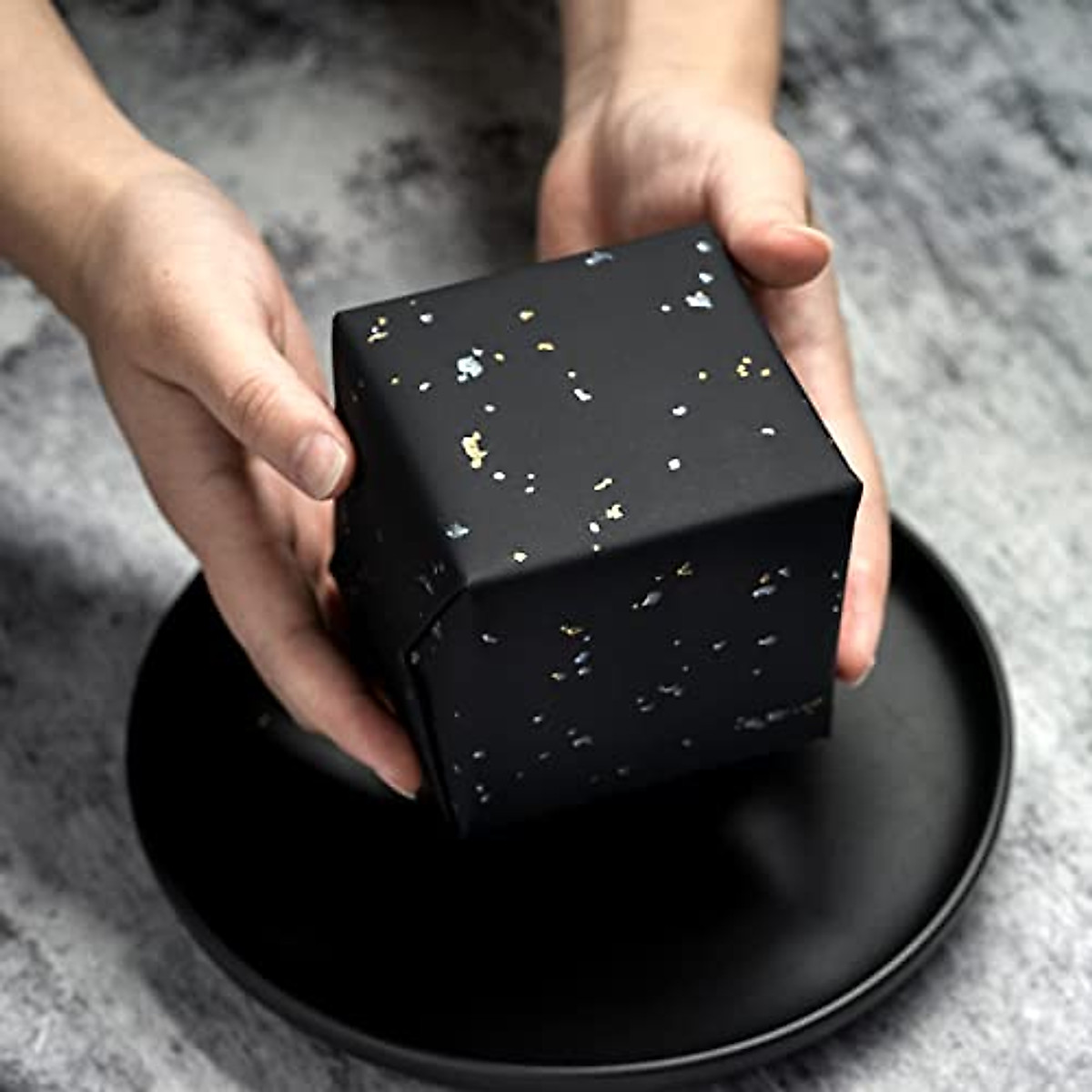 WRAPAHOLIC Wrapping Paper Roll - Mini Roll - 17 Inch X 16.5 Feet - Black Gold Foil Design with Silky Touch Perfect for Birthday, Holiday, Wedding, Baby Shower