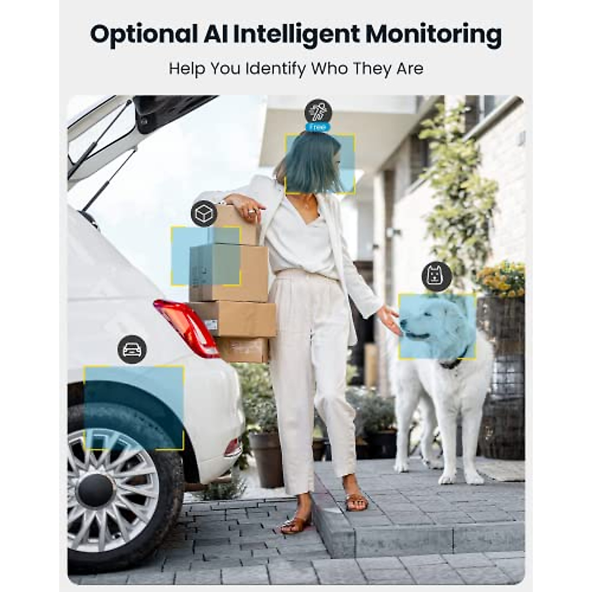 ieGeek Security Cameras Wireless Outdoor - Smart 2K Solar WiFi Camera System with 360°PTZ for Home Surveillance, Battery Powered Cam with Night Vision, Motion Sensor, Spotlight, AI, Works with Alexa