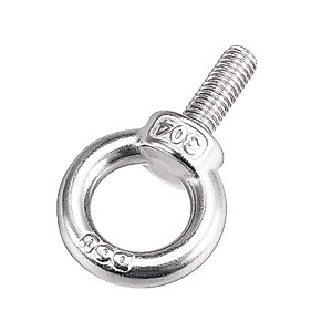 uxcell Lifting Eye Bolt M8 x 20mm Male Thread 304 Stainless Steel for Hanging, Pack of 2