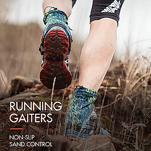 AONIJIE Low Trail Gaiters Reflective Ankle Gators Protective Shoe Covers with UV Protection & Breathable & Sand Prevention for Triathlon Marathon Hiking (Black Green)