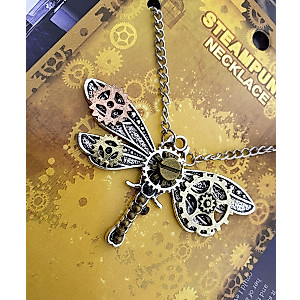 Zed ShadoWw Steampunk Dragonfly Pendant Sweater Necklace with 25”Chain
