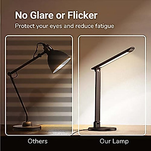 soysout LED Desk Lamp, Eye-Caring Table Lamp with USB Charging Port, 5 Lighting Modes with 7 Brightness Levels, Touch Control, 12W (Black)