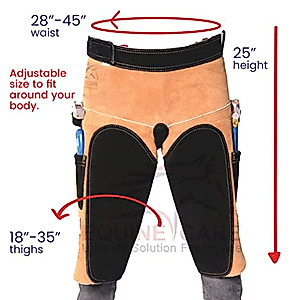 Equine Care Farrier Apron 2 Knife Pocket, 2 Nail Magnet & 2 Hammer Loop Horse Shoeing Leather Chaps 25 Inches- 63CM