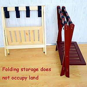 ELEdvb Luggage Rack Hotel Luggage Rack Hotel Room Foldable Solid Wood Suitcase Holder Luggage Rack Shelving Suitcase Backpack