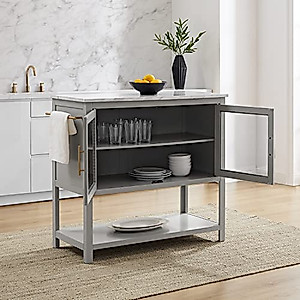 Crosley Furniture Katrina Kitchen Island with Faux Marble Top, Gray