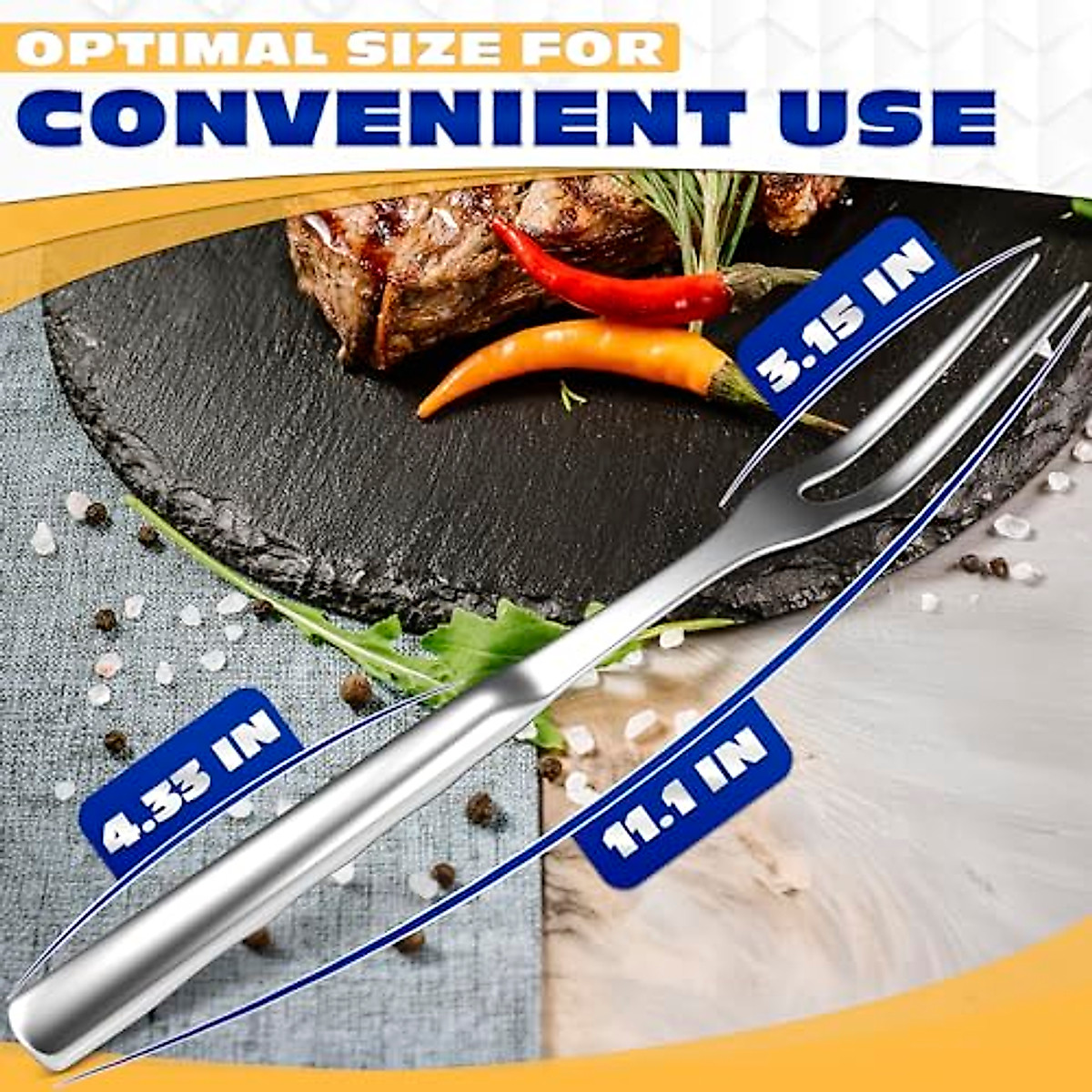 11" Stainless Steel Meat Carving Fork | Heavy Duty Serving & BBQ
