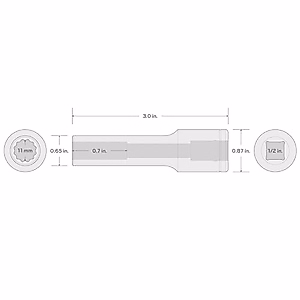 TEKTON 1/2 Inch Drive x 11 mm Deep 12-Point Socket | SHD23311