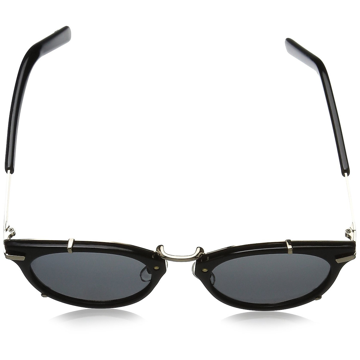 Foster Grant Women's Gia Round Sunglasses, Black/Smoke, 49 mm