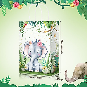 Pajean 36 Safari Bags and Tissue Set Include Jungle Party Favor Safari Goodie Bags Woodland Animal Print Gift Bags Wild One Treat Bags for Themed Birthday Baby Shower Party Supplies