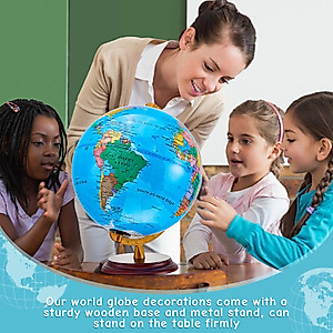 Amylove 13'' Illuminated World Globe with Stand 720°/360° Rotation Rewritable Light Up Globe for Kid World Map for Interactive Learning Light with Base Lamp LED Decor(Classic)