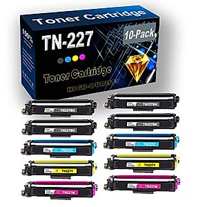 Kolasels Remanufactured Toner Cartridge Replacement for TN227 TN-227BK TN-227C TN-227Y TN-227M for HL-L3210CW HL-L3230CDW HL-L3270CDW Printer (10-Pack, 4BK+2C+2Y+2M)