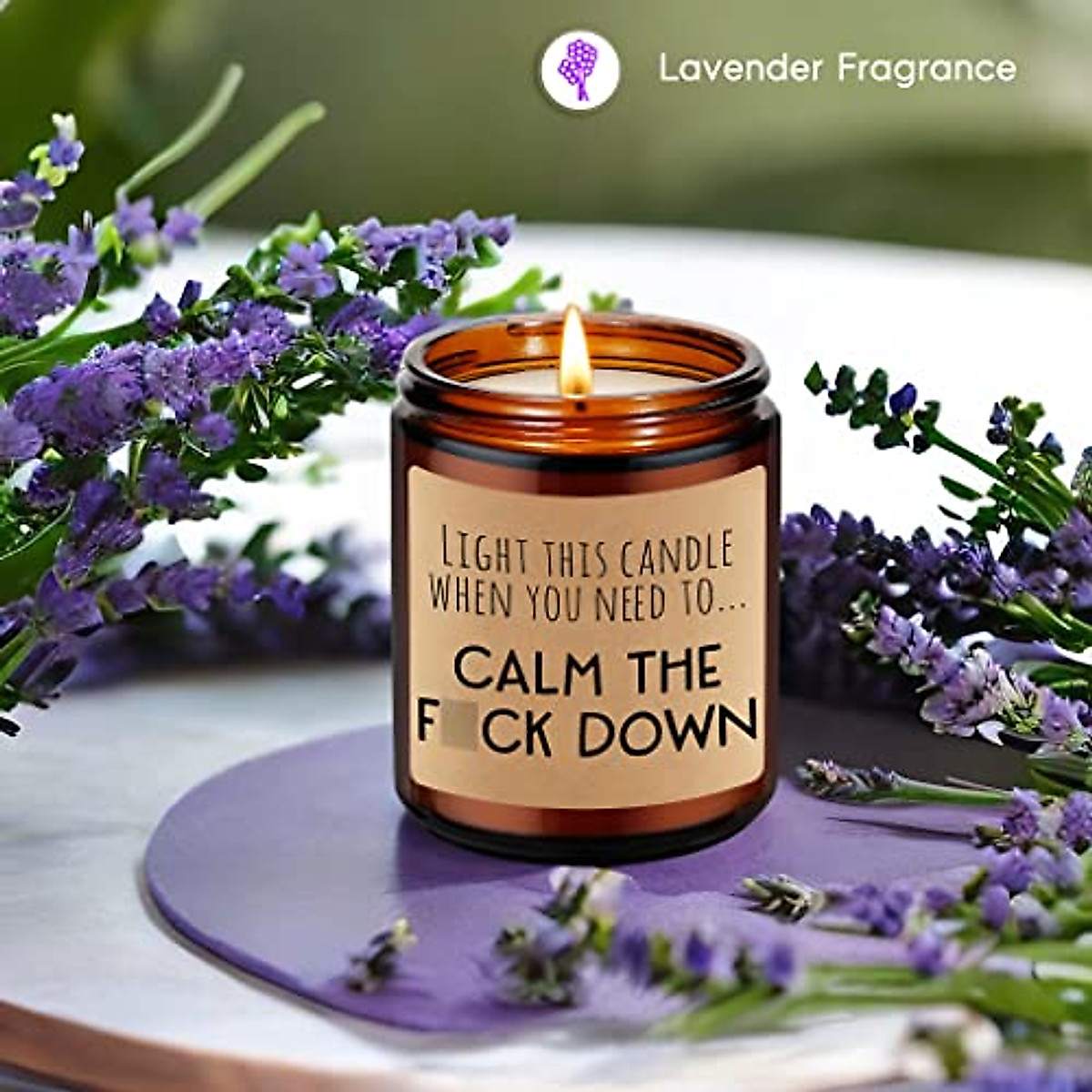 Miracu Calming Scented Candles, Calm The f Down - Funny Anxiety Relief Candle, Stress Relief Gifts for Women, Men - Mothers Day, Birthday Relaxing Gifts for Women, Mom, Wife, Daughter, Friend, Him Her