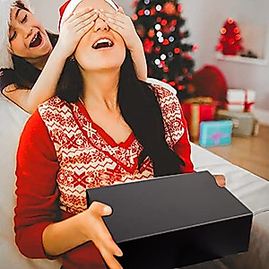 Luxury Large Black Gift Box Set with Magnetic Lids,12.6x9.2x4.2'' Collapsible Square Big Gift Boxes for Presents Contain Card Shredded Paper Filler Bouquet for Proposal Birthday Graduation Christmas