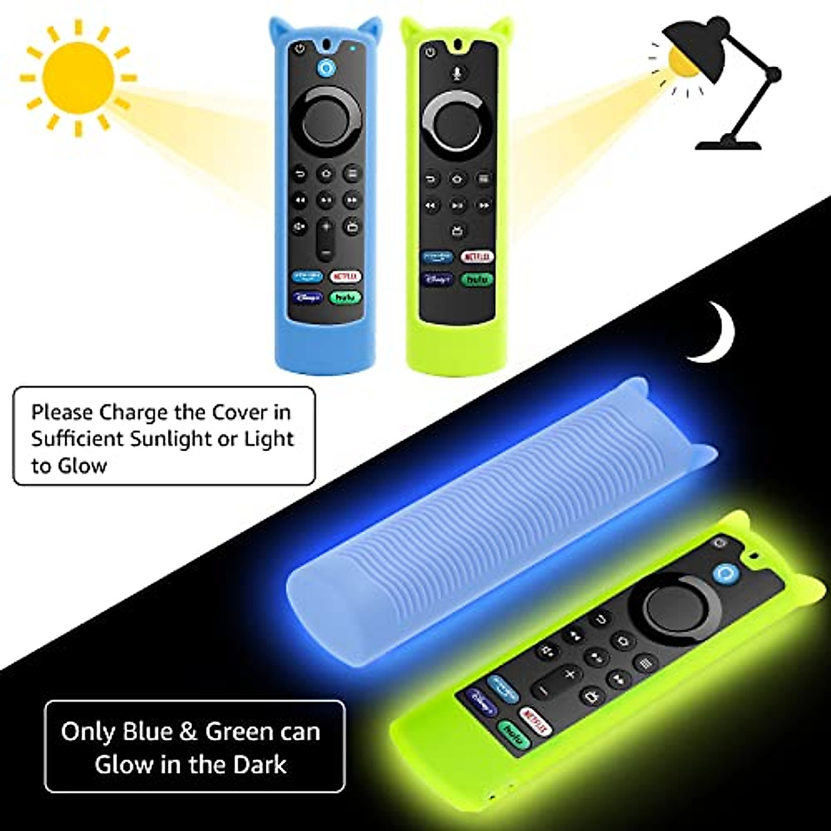 (3 Pack) Fire Stick Remote Cover 3rd Gen with Alexa Voice Remote 4K/4K Max,Firestick Remote Case Glow in The Dark,Anti Slip Silicone Protective Case with Lanyard