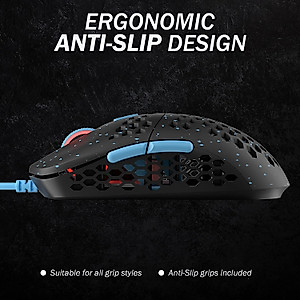 HK Gaming Mira M Ultra Lightweight RGB Gaming Mouse | Honeycomb Shell | 63 Grams | max 12000 cpi | USB Wired | 6 programmable Buttons | On-Board Memory | Anti Slip Grips | Mira-M Blue Phantom