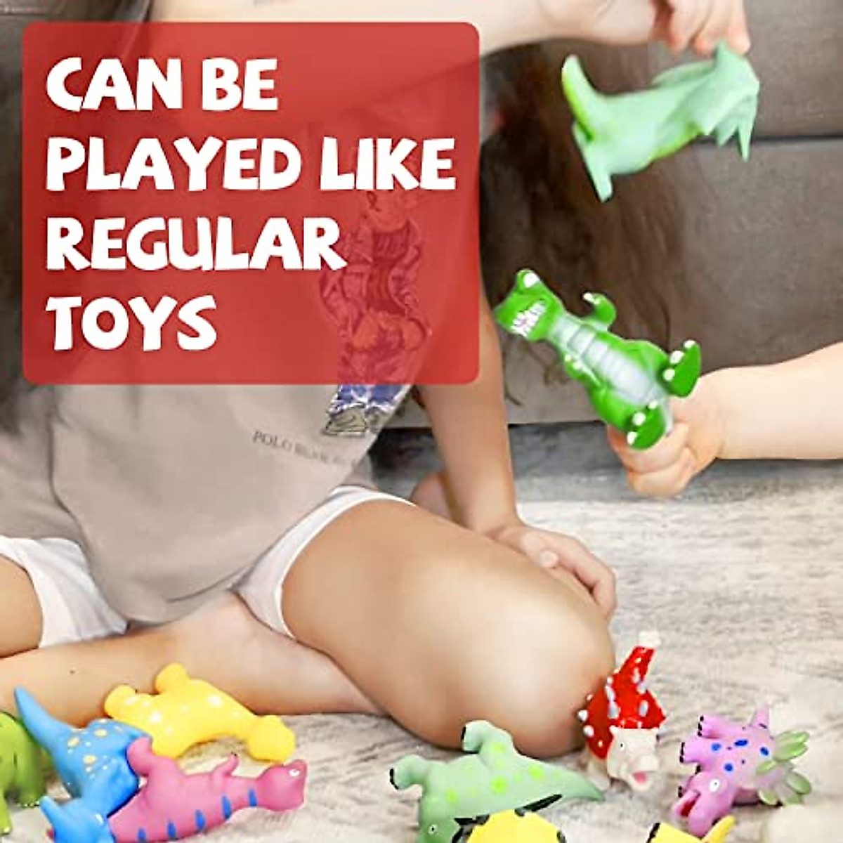 No Hole Baby Dinosaur Bath Toys for Toddler, 12 PCS Mold Free Kids Bathtub Pool Toys