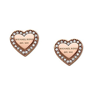 Michael Kors Rose Gold Tone Signature Heart Stud Earrings