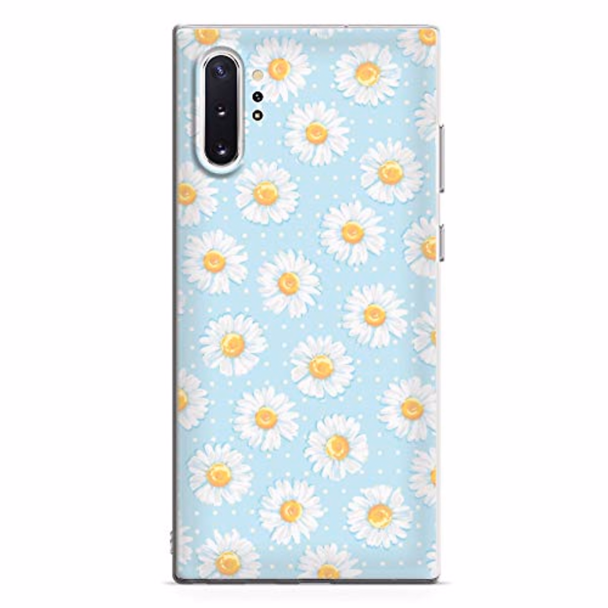 Inspired Cases - 3D Textured Galaxy Note 10 Plus Case - Rubber Bumper Cover - Protective Phone Case for Samsung Galaxy Note 10 Plus - Watercolor Daisy Pattern - White