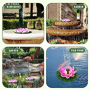 Hiboom 2 Pcs Solar Water Fountain with Lotus Leaf Solar Bird Bath Fountain Pump Solar Fountain with 6 Nozzles Solar Powered Bird Bath Floating Fountain Panel Solar Water Fountain for Fish Tank Pool
