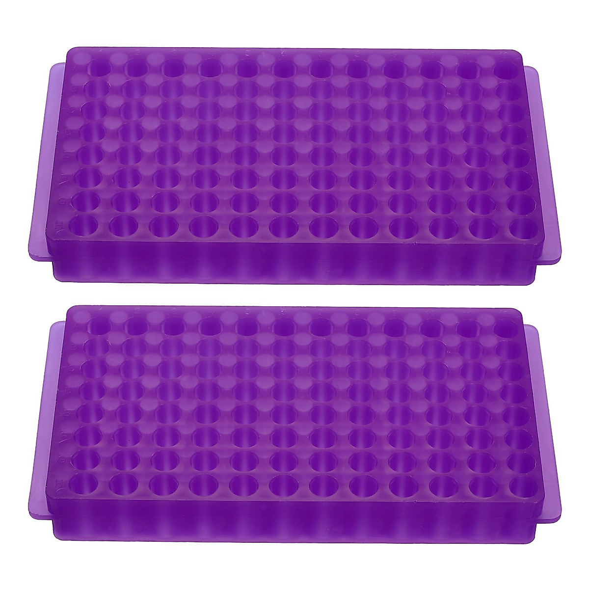 PATIKIL 96 Wells Tube Rack, 2 Pcs Vial Rack Double Panel Centrifuge Tube Holder for Microcentrifuge Tubes 0.2/0.5/1.5/2ml, Purple