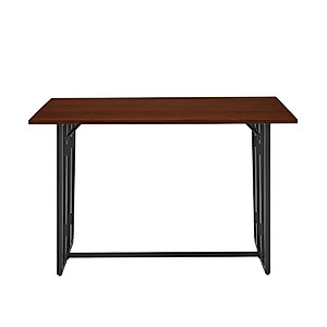 Walker Edison Cesi Contemporary Adjustable Drop-Leaf Dining Table, 47 Inch, Dark Walnut Veneer/Black