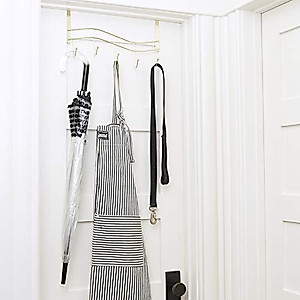 Better Houseware Steel Over-The-Door 5-Hook Storage Rack, Gold Brass